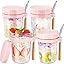 Amazon.com: HomArtist Glass Overnight Oats Containers with Lids and Spoon, 16oz Wide Mouth Mason ...