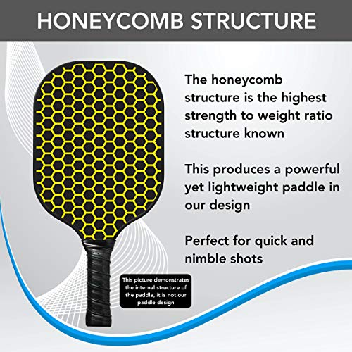 Falconz Pickleball Set - 2 Lightweight Graphite Paddles with Honeycomb ...
