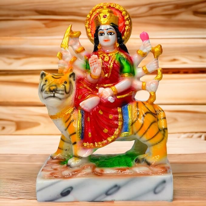 Buy Marble Finish Goddess Maa Durga Devi Idol Statue Sherawali MATA ...