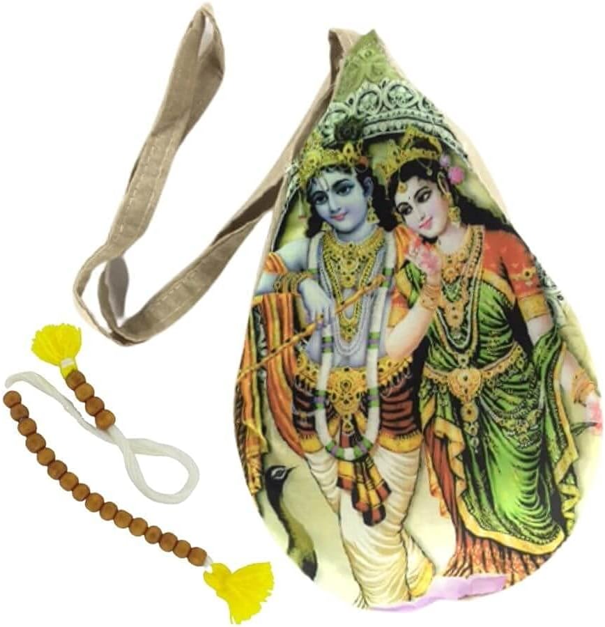 Amazon.com: Aashita Creations Worship Radha Krishna Printed Gomukhi Japa Bag/Chanting Bag with ...