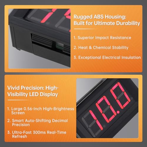 5 Pack DC 5-120V Digital Mini Voltmeter 2 Wire 0.56 inch LED Display ...