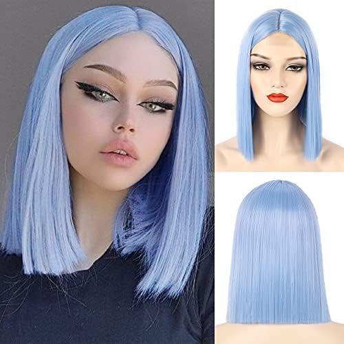 Amazon.com : MORICA Blue Wig Short Hair Wigs for Women Shoulder Length ...