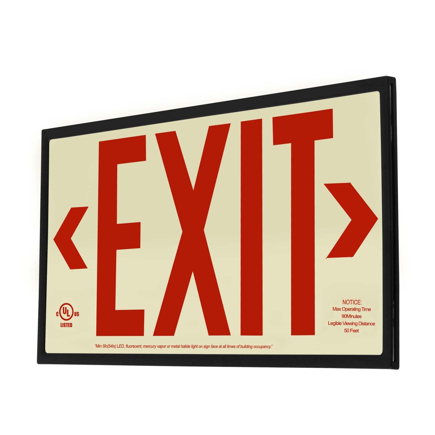 Lighted Letters LFI Glow-in-the-Dark Exit Sign - No Power Needed, UL ...