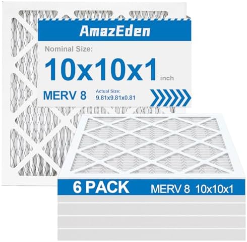 10x10x1 Air Filter MERV 8, 6 PACK AmazEden MPR 600 Pleated HVAC AC ...