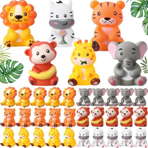 Amazon.com: Blueweenly 48 Pcs Rubber Jungle Safari Animal Bulk Zoo ...