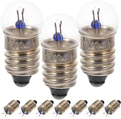 2.5V 0.3A Light Bulb, 10pcs E10 Flashlight Small Electric Bead Light ...