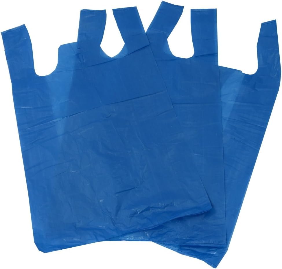 100 x Large Blue Vest Carrier Bags - Size 11 x 17 x 21"- Strong ...