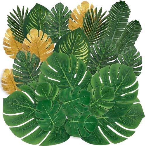 Amazon.com: Winlyn 27 Pcs Assorted Faux Tropical Leaf Stems Set ...