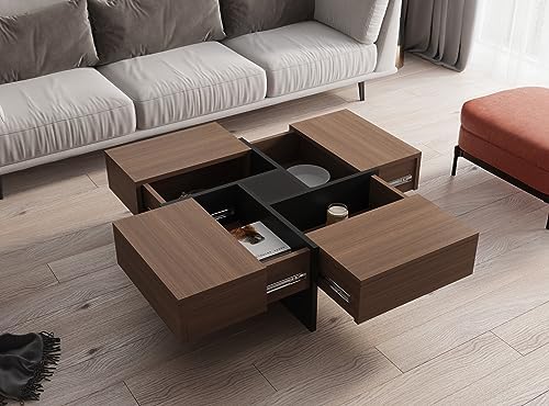 Magic Futuristic Coffee Table with 4 Drawers for Living Room,Table with Storage,Modern Design ...