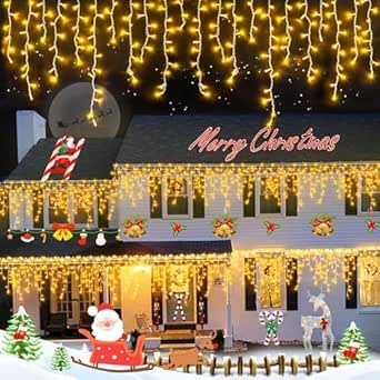 YEGUO 66ft 800 LED Icicle Lights Outdoor, 160 Drops Icicle Christmas ...