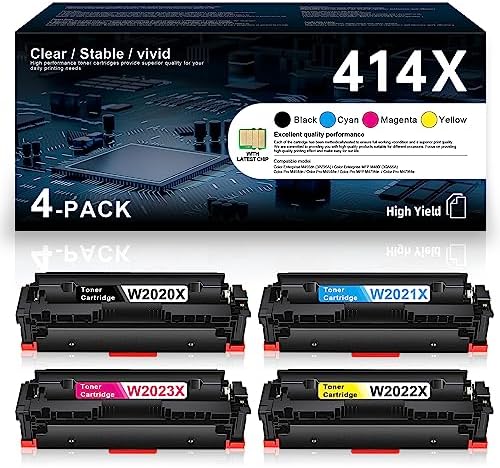 414X W2020X Toner Cartridge 4-Pack Compatible for HP 414X W2020X Toner ...