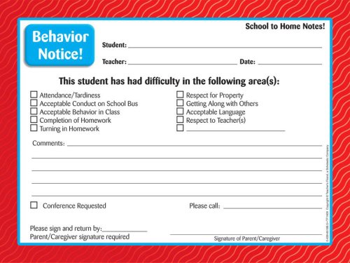 School To Home Notes Behavior Notice!: Scholastic: 9780439651882 ...
