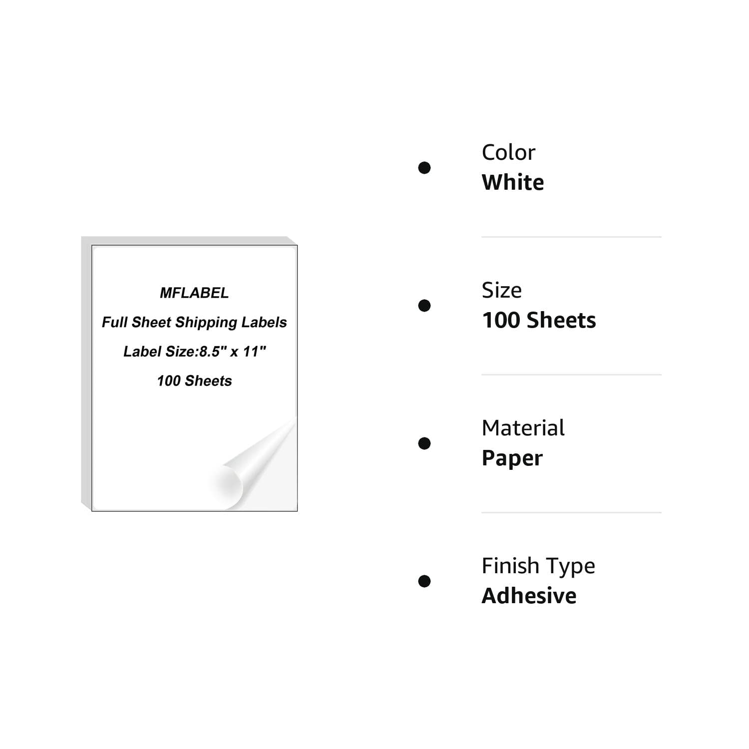 Snapklik.com : MFLABEL Full Sheet Matte White Labels - 8.5 X 11 Inch ...
