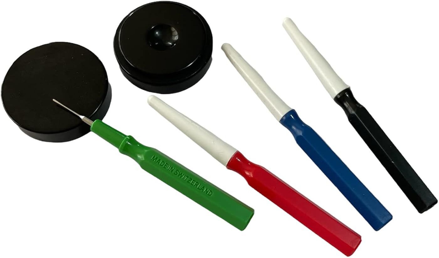 Set of 4 Colored Different Sizes Watchmaker Oilers with Oiler Container ...