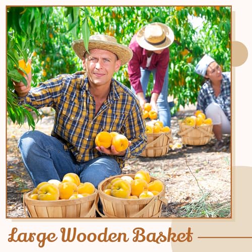 Marsui Large Wooden Bushel Baskets 11 x 6.5 Wicker Berry Apple Fruit ...