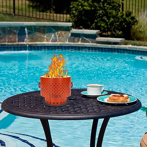 STBoo Tabletop Fire Pit - Low Smoke Pellet Table Top Firepit with Ash ...