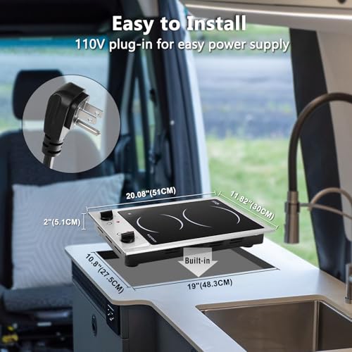 ECOTOUCH 2 Burner Electric Cooktop, 12 Inch 110V-120V Portable Cooktop ...
