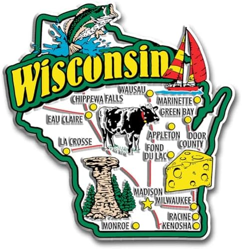Amazon.com: Wisconsin Jumbo State Magnet by Classic Magnets, 3.4" x 3.5 ...
