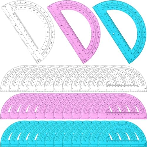 Amazon.com : ZZTX 2 Pack Plastic Protractor 6 Inches Math Protractors ...