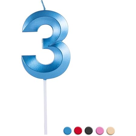 Amazon.com: Multicolor Flashing Number 3 Cake Topper & Birthday Candle ...