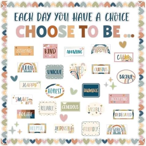 Amazon.com : BOHO Affirmation Station Bulletin Board Set Rainbow ...