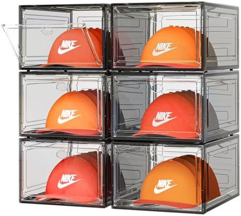 Amazon.com - SCAVATA 6 Pack Hat Organizer Box, Stackable Clear Baseball ...