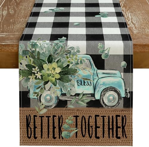 Amazon.com: GEEORY Eucalyptus Spring Table Runner 13x72 Inch Black ...