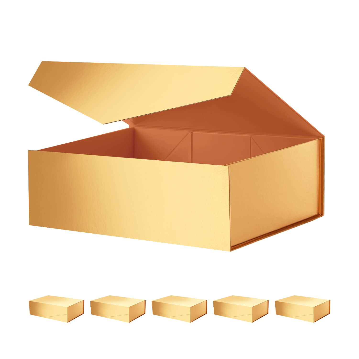 Amazon.com: JINGUAN Large Gold Collapsible Gift Boxes with Magnetic ...
