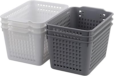 Amazon.com: Qqbine 6 Packs Large Plastic Stackable Storage Baskets ...