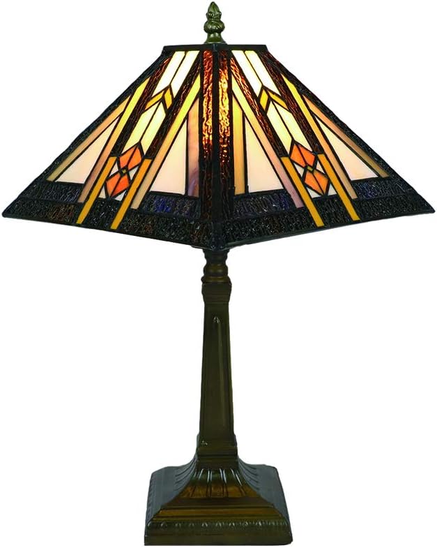 Tokira Vintage Tiffany Style Square Table Lamp, 10 Inch Mission Style ...