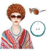 Amazon.com: G&T Wig Orange Red Curly Wig and Glasses Jewelry Set for ...