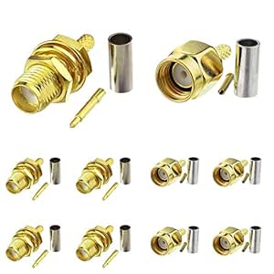 Graspadeal RP-SMA Male + RP-SMA Female Crimp Connectors RP-SMA Kit ...