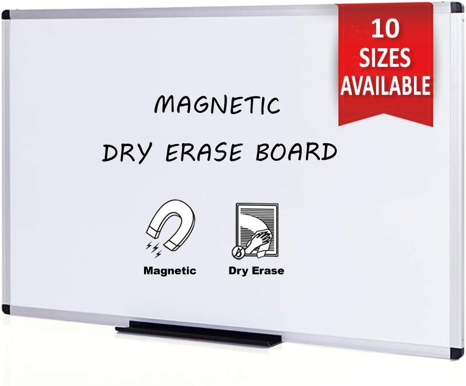 VIZ-PRO Dry Wipe Magnetic Whiteboard, 150 x 120 cm, Wall Mounted Board ...