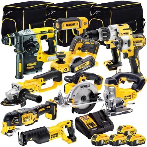 Dewalt 18V Li-ion 10 Piece Cordless Power Tool Kit with 4 X 5Ah ...