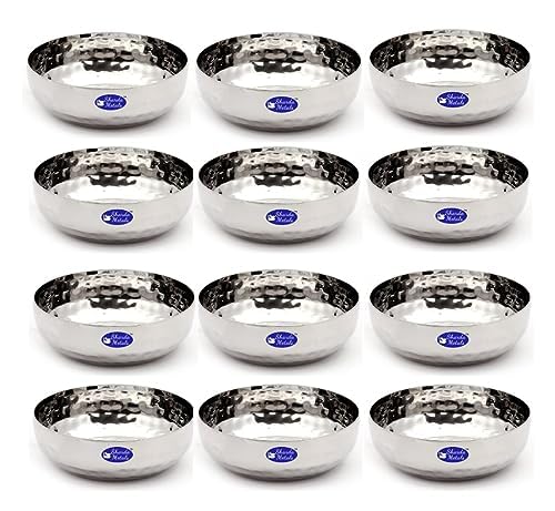 Buy Sharda Metals 12 pcs Mathar Hammerred Steel Side Rice Plates ...
