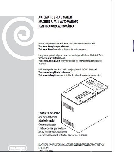 Instruction Manual for Delonghi Bread Machine Maker Instruction Manual ...