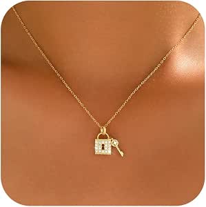 Amazon.com: Lock Necklace for Women,925 Sterling Silver Dainty Cubic ...