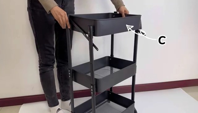 Watch johgee Foldable 3 Tier Metal Utility Rolling Cart, Folding Mobile ...