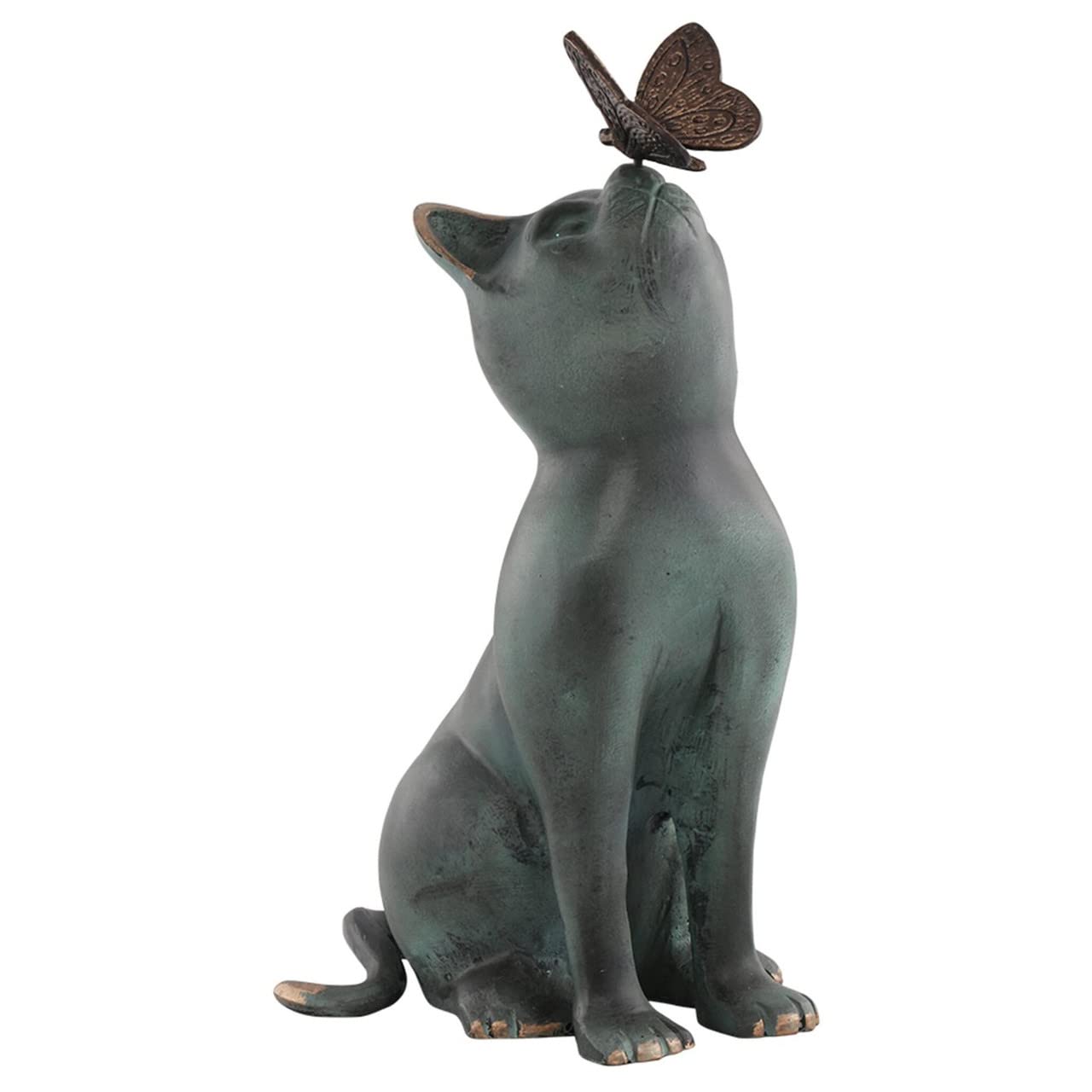 Amazon.com : SPI Home Cat and Butterfly Curiosity Garden Statue Green 7 ...