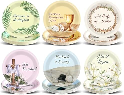 Amazon.com: 60PCS Easter Religious Paper Plates Happy Easter Tableware ...