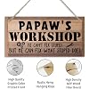 Amazon.com: Papaw's Workshop Sign, Workshop Decor, Decorative Hanging ...