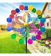 Amazon.com: 75 Inches Yard Spinners Double Sided Colorful Rainbow Backyard Whirligigs Spinners ...