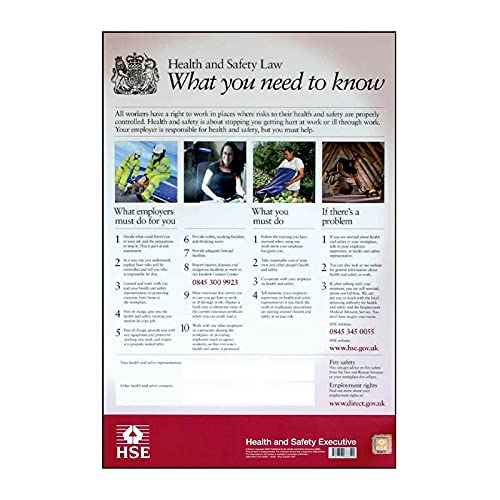 HSE A3 Health & Safety Law Poster Sign, Laminated Paper, Safety Poster ...