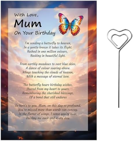 Mother Grave Birthday Card with Loving Poem and Metal Heart Stake ...