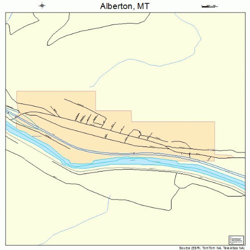 Large Street & Road Map of Alberton, Montana MT - Printed poster size ...