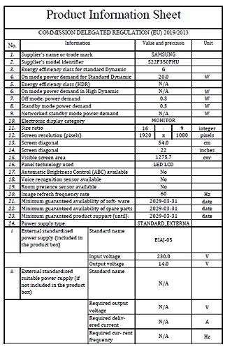 Samsung S22F350 - Monitor de 22" (Full HD, 5 ms, 60 Hz, LED, TN, 16:9 ...