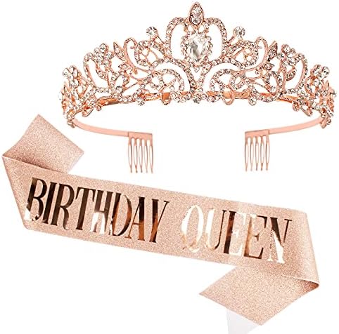 Amazon.com : CAVETEE Birthday Crowns for Women Its My Birthday Sash and ...