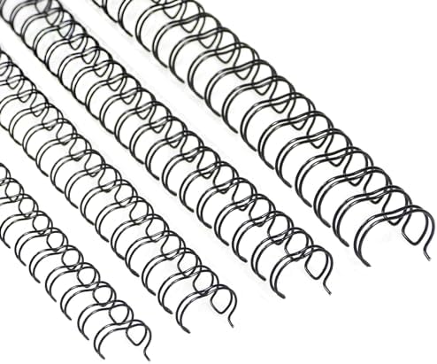 RAYSON Wire Binding Spines, 23 Loops, 2:1 Pitch, 190 Sheets, 9.5-22.2 mm, A4, Black, Pack of 100 ...