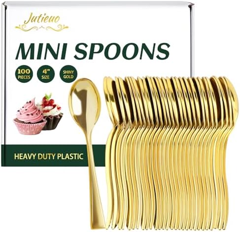 Amazon.com: Jutieuo Gold Mini Spoons 4 Inch (100-Count) Disposable ...