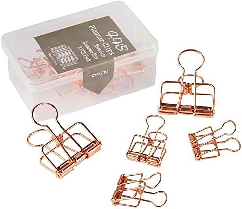 Amazon.com: Wire Binder Clip, Assorted Size, 9 Clips in Box (Rose Gold ...
